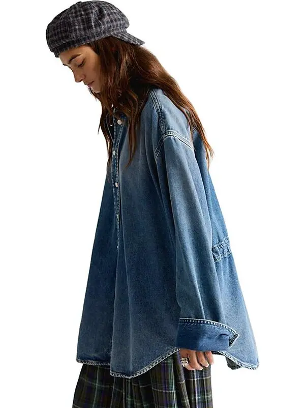 HAIKURE Victoria Oversized Denim Button Down - Blue Ryder