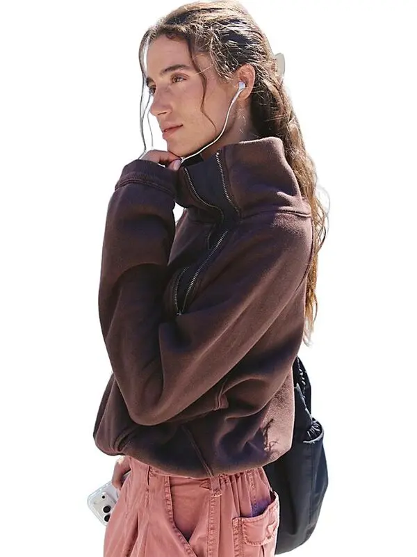 Free People Game Point Funnel Neck - Chocolate