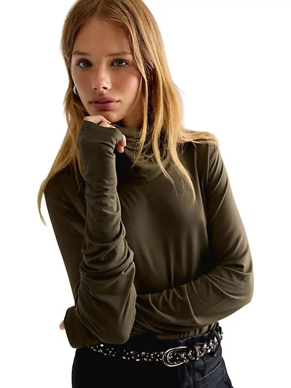 NICHOLAS K Demi Turtleneck Long Sleeve Top - Moss