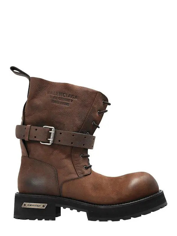 Balenciaga Laceup Venom Bootiein - Brown/silver