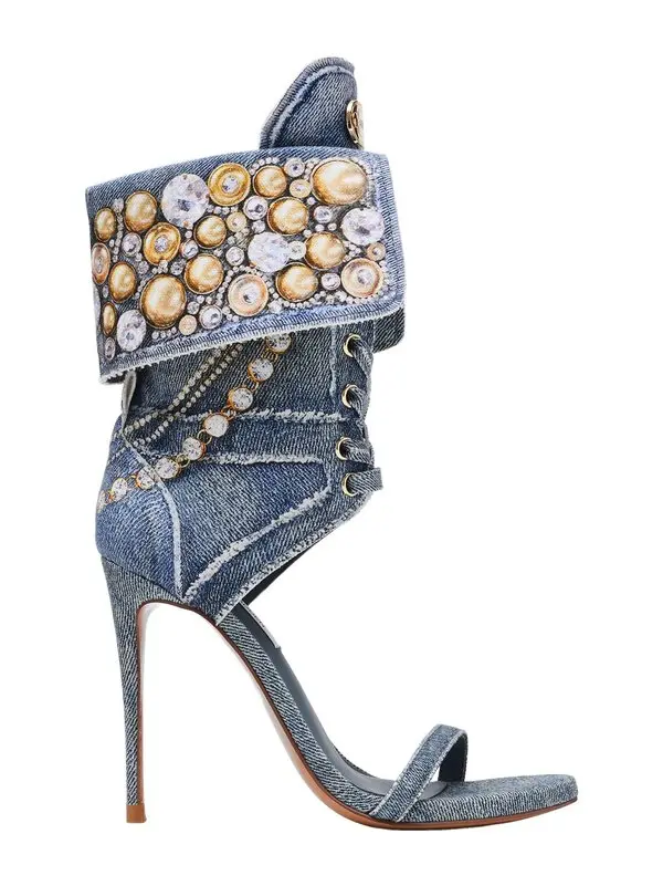 Steve Madden Casella Lace-up Heels - Denim Multi