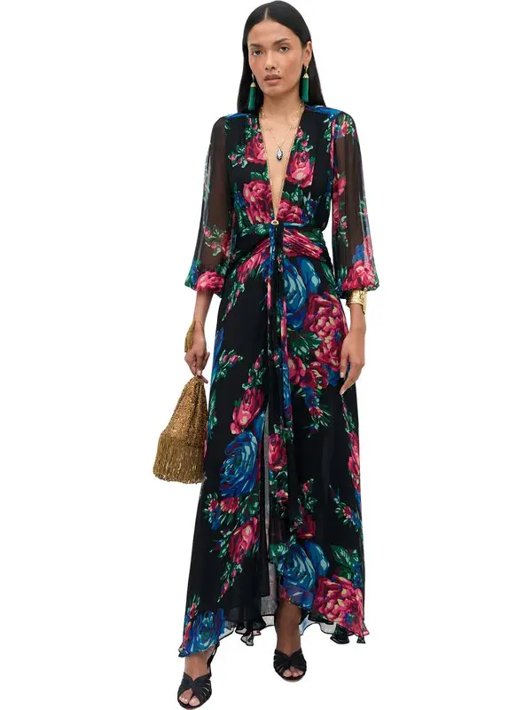 Rixo Meera Vintage Bouquet Regular - Black