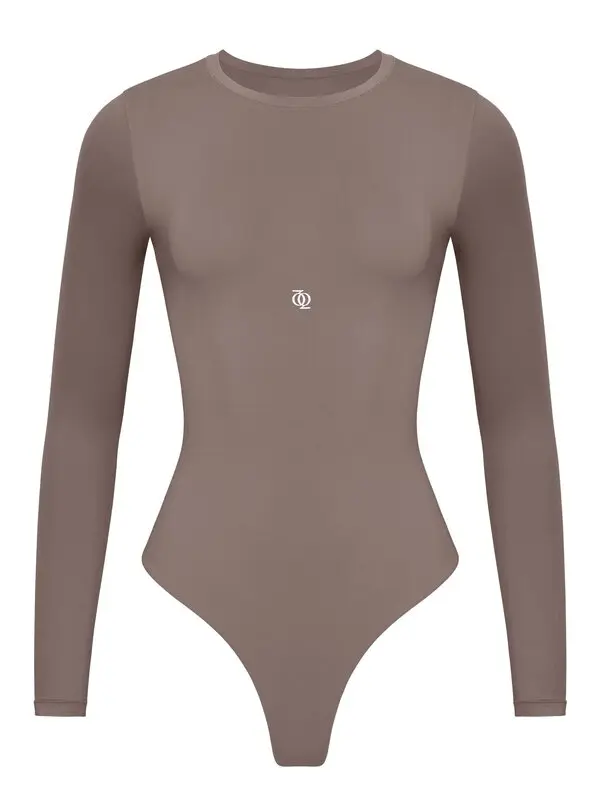GOD SAVE QUEENS Second Skin Long Sleeve Crew-neck Bodysuit Mushroom - Brown