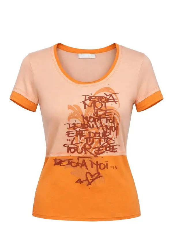 CONQUISTA Graphic Contrast Tee - Orange