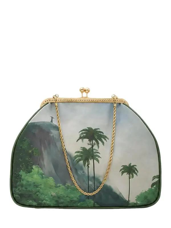 BOSSA BRASIL Rio Print Canvas And Leather Shoulder Bag – Redentor - Black