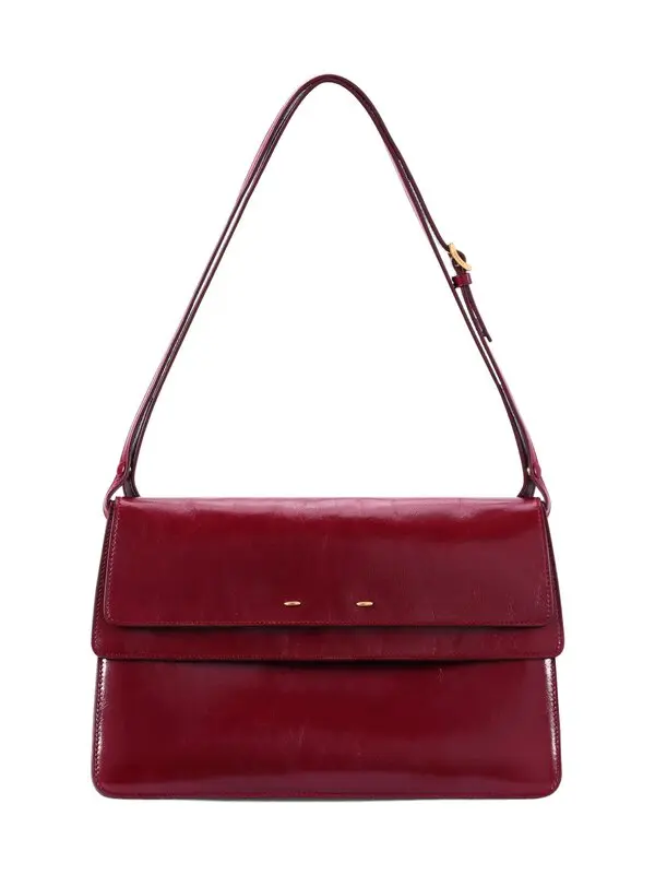 Fabrique Soft Rialto Double Flap Bag In Oiled Waxed Cowhide Leather - Red