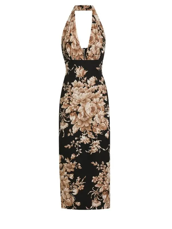 Dolce & Gabbana Floral-print Halterneck Midi Dress - Multi-color