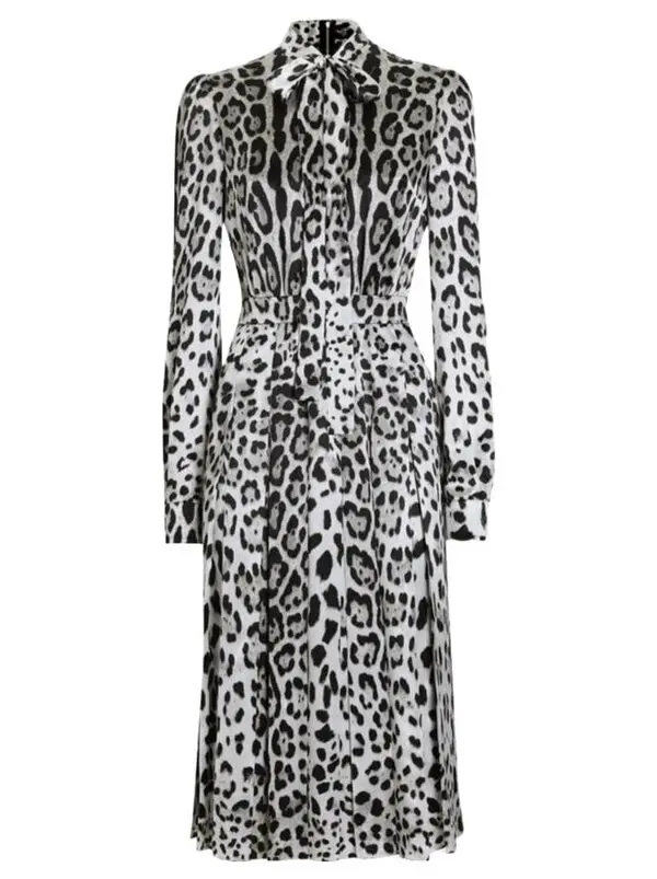 Dolce & Gabbana Animal-print Midi Dress - Gray