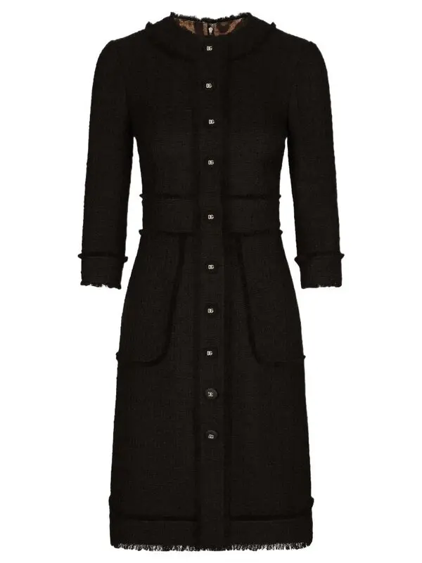 Dolce & Gabbana Dolce Gabbana Raschel Tweed Midi Dress - Black