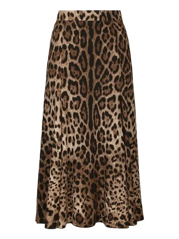 Dolce & Gabbana Dolce Gabbana Leopard Printed Flared Skirt - Black