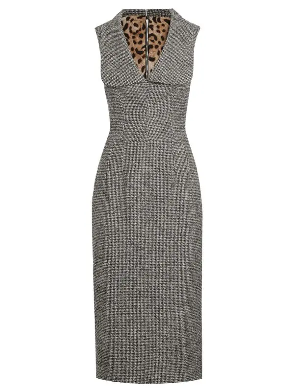 Dolce & Gabbana Houndstooth Sleeveless Midi Dress - Multi-color