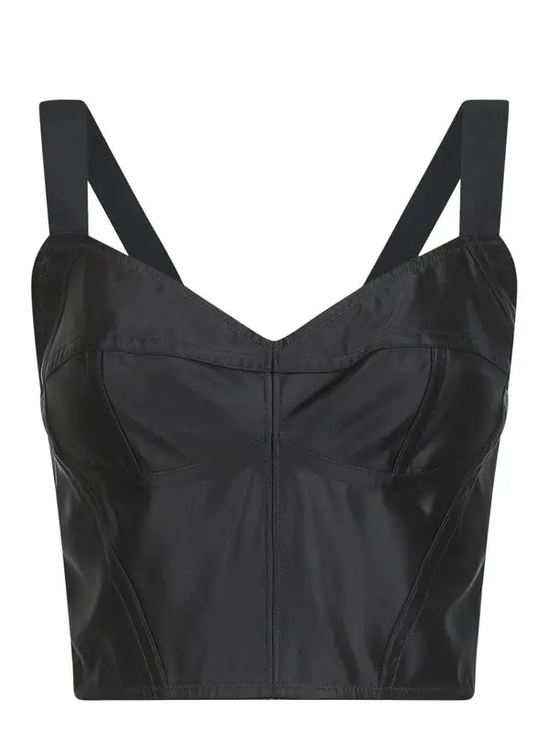 Dolce & Gabbana Dolce Gabbana Sweetheart Neck Cropped Top - Black