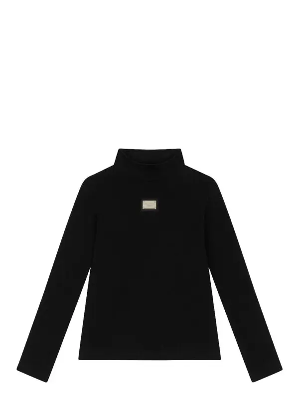 Dolce & Gabbana Logo-plaque Stretch-cotton Sweater - Black