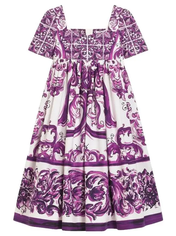 Dolce & Gabbana Majolica-print Poplin Dress - Purple