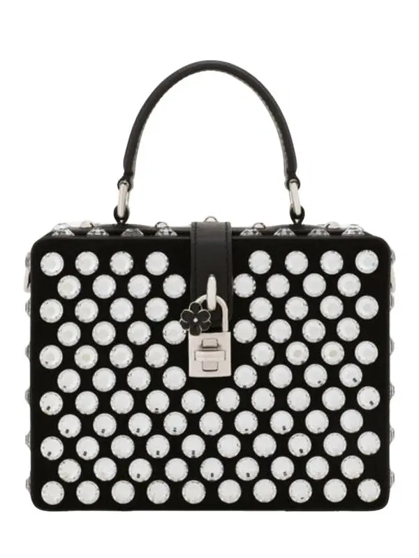 Dolce & Gabbana Box Crystal-embellished Leather Bag - Black