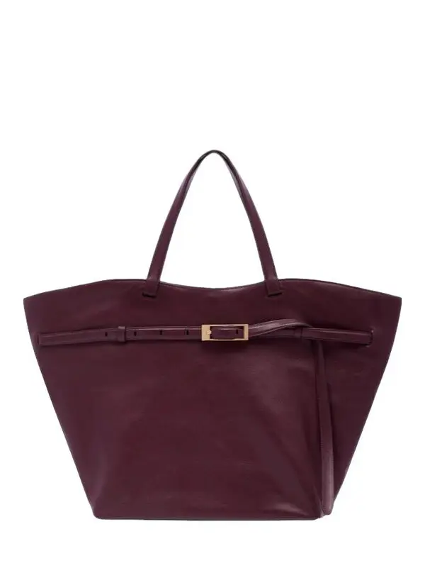 ANINE BING Elly Tote Small-grained Leather Fig - Red