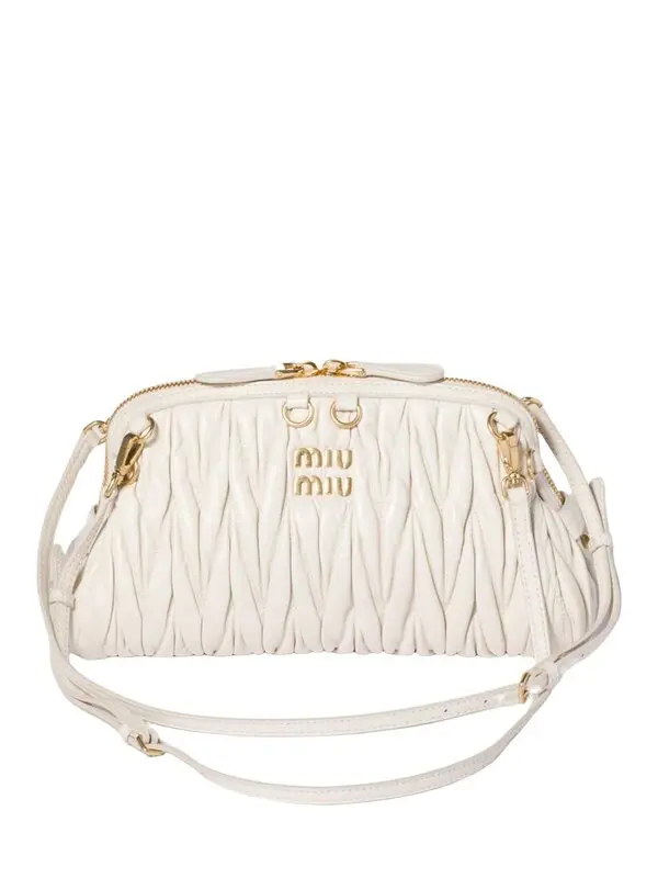 Miu Miu Caprice Matelassé Nappa Leather Clutch - White