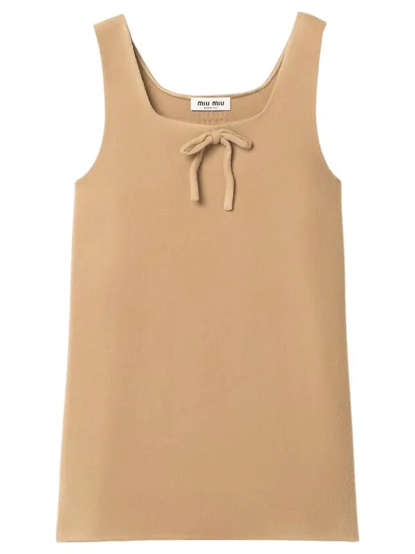 Miu Miu Waxed Double Wool Dress - Hazelnut