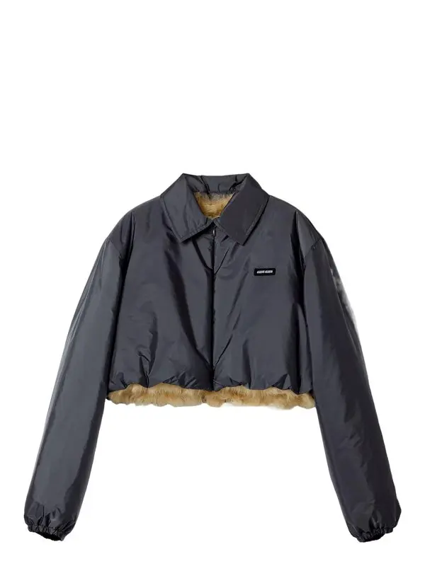 Miu Miu Technical Fabric And Shearling Windbreaker - Hematite