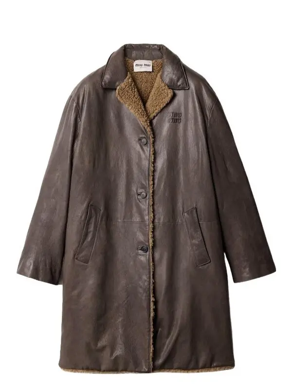Miu Miu Leather Coat - Anthracite Gray