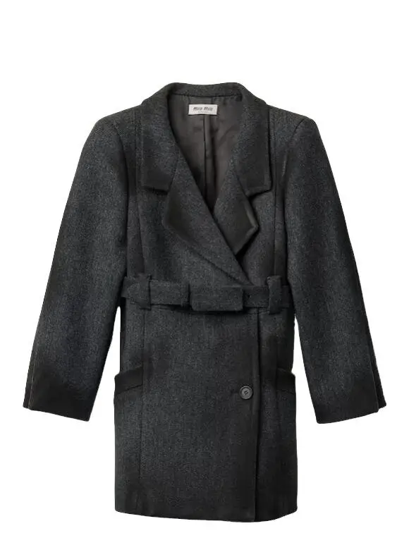 Miu Miu Double-breasted Double Wool Jacket - Gray