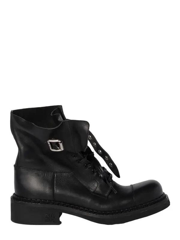 Miu Miu Leather Booties - Black