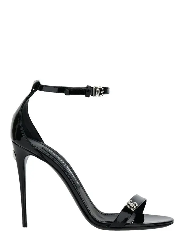 Dolce & Gabbana Dolce Gabbana Logo Plaque Ankle Strap Sandals - Black