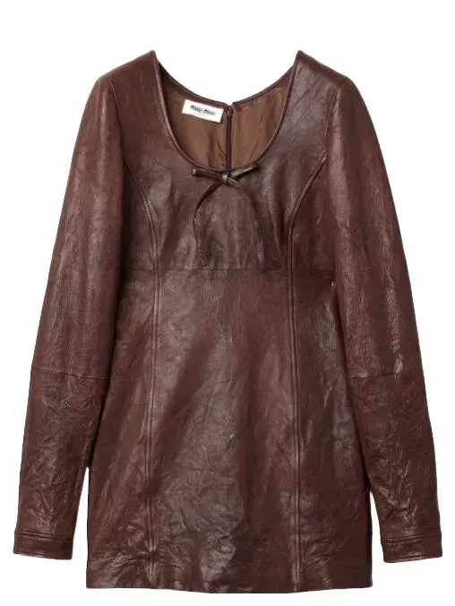 Miu Miu Leather Dress - Coffee