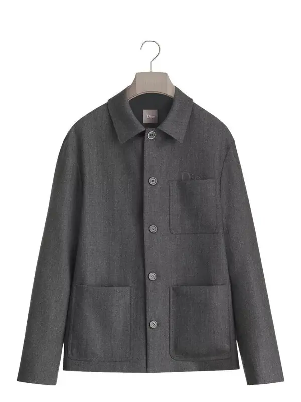 Dior Workwear Jacket With Embroidery - Charcoal Grey