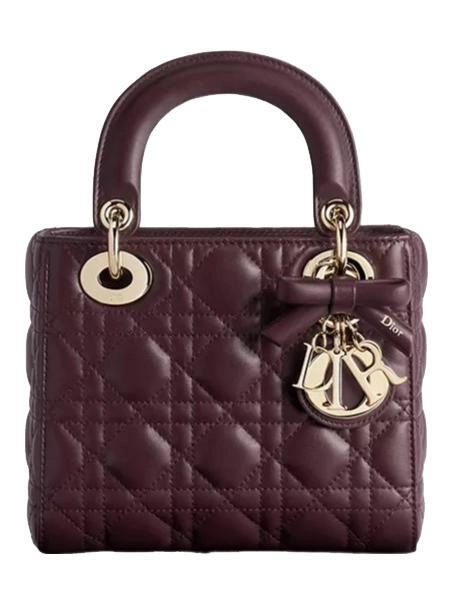 Dior Mini Lady Bag With Chain - Deep Fuchsia
