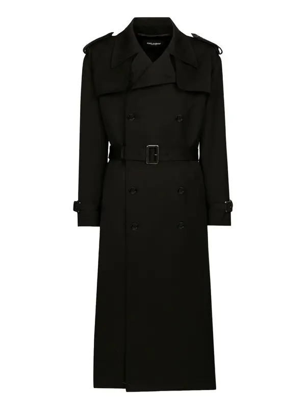 Dolce & Gabbana Dolce Gabbana Double Breasted Trench Coat - Black