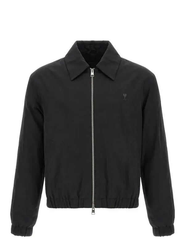 AMI Paris De Coeur Zip Up Jacket - Black
