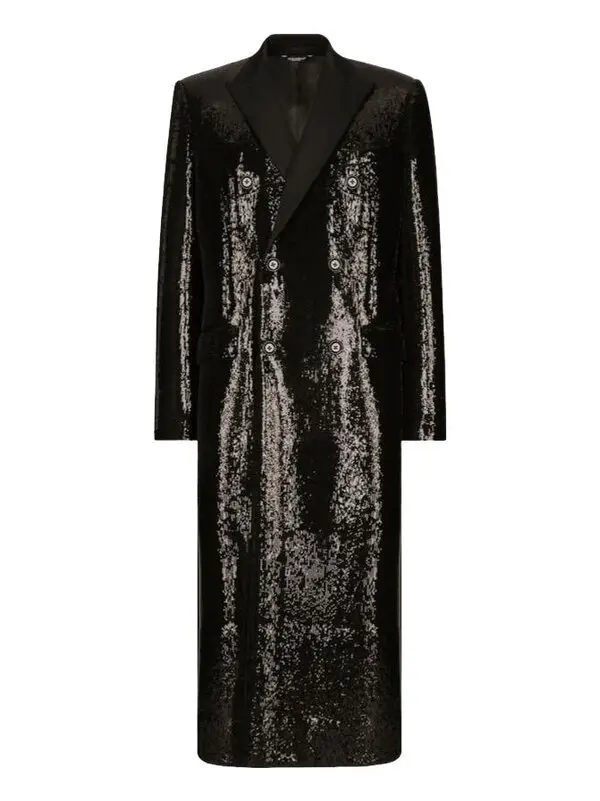 Dolce & Gabbana Dolce Gabbana Sequined Double-breasted Coat - Black