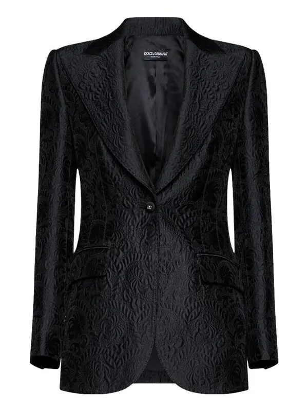 Dolce & Gabbana Dolce Gabbana Floral Jacquard Single-breasted Blazer - Black