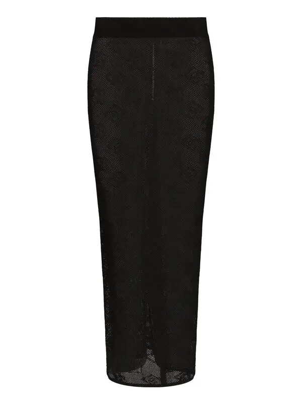 Dolce & Gabbana Dolce Gabbana Dg Logo Jacquard Mesh-stitch Pencil Skirt - Black