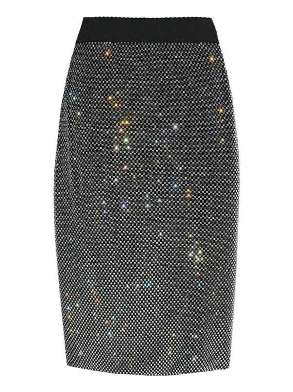 Dolce & Gabbana Dolce Gabbana Embellished Calf-length Mesh Skirt - Silver