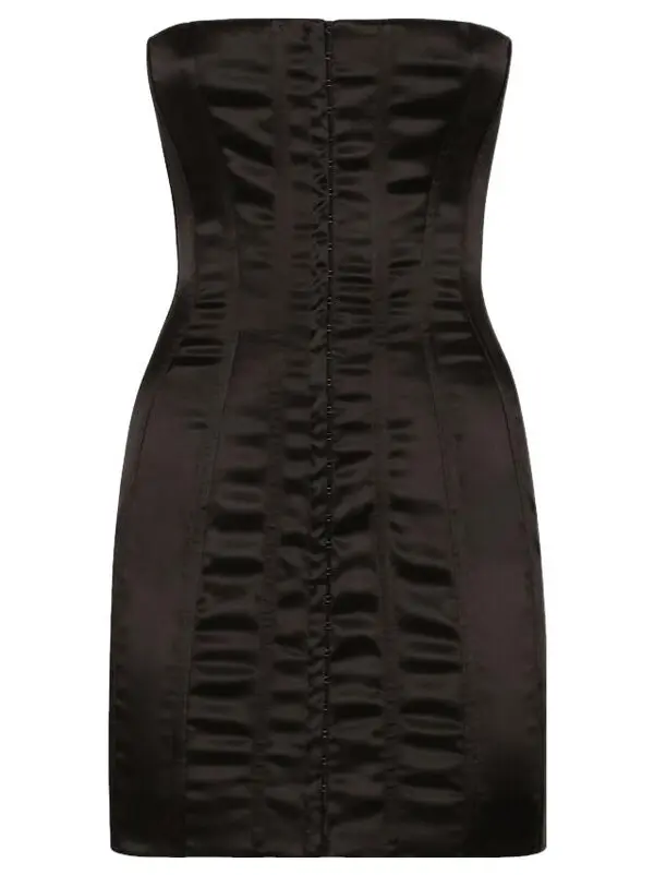 Dolce & Gabbana Dolce Gabbana Short Strapless Satin Dress - Black