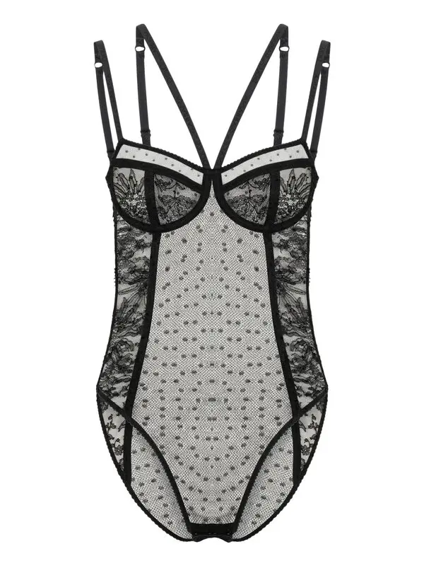 Dolce & Gabbana Dolce Gabbana Lace-detailed Bodysuit - Gray