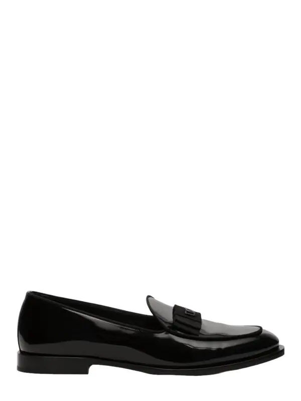Dolce & Gabbana Logo-plaque Leather Slippers - Black