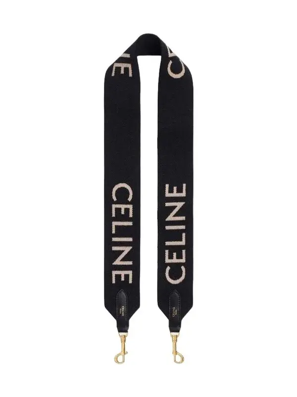 Celine Long Strap In Wool With Jacquard - Black
