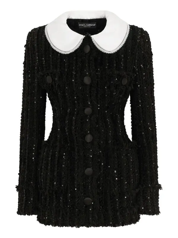 Dolce & Gabbana Sequinned Tweed Jacket - Black