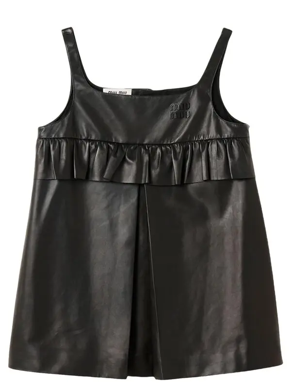 Miu Miu Nappa Leather Mini-dress - Black