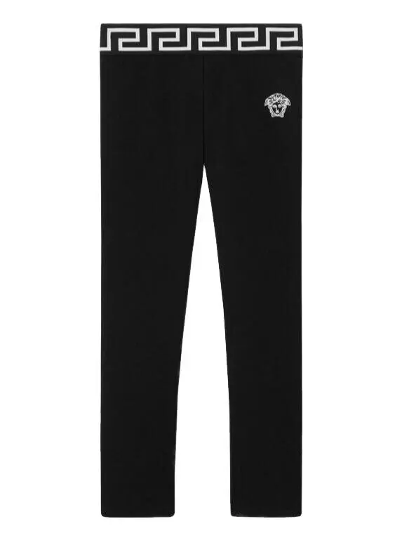 Versace Greca Elasticated-waistband Leggings - Black