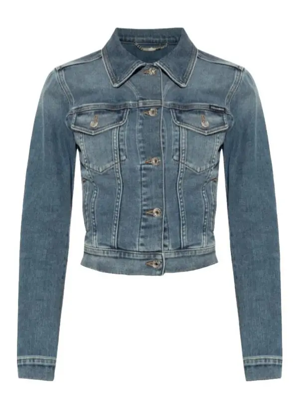 Dolce & Gabbana Dolce Gabbana Logo Plaque Denim Jacket - Blue