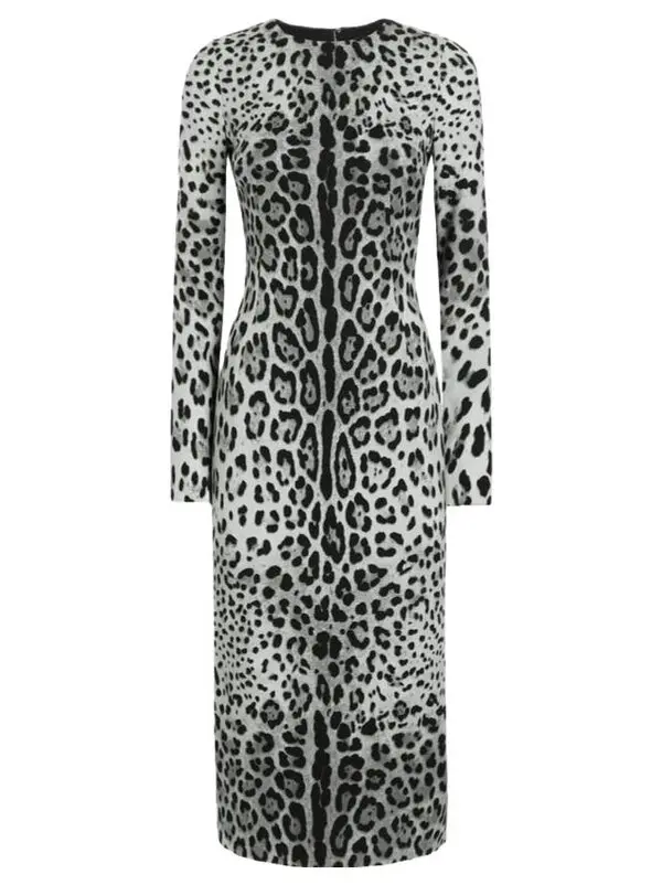 Dolce & Gabbana Dolce Gabbana Animal Printed Midi Dress - Gray