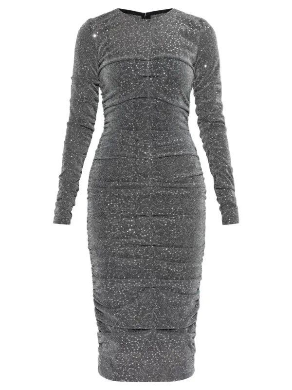 Dolce & Gabbana Dolce Gabbana Sequined Draped Calf-length Dress - Silver