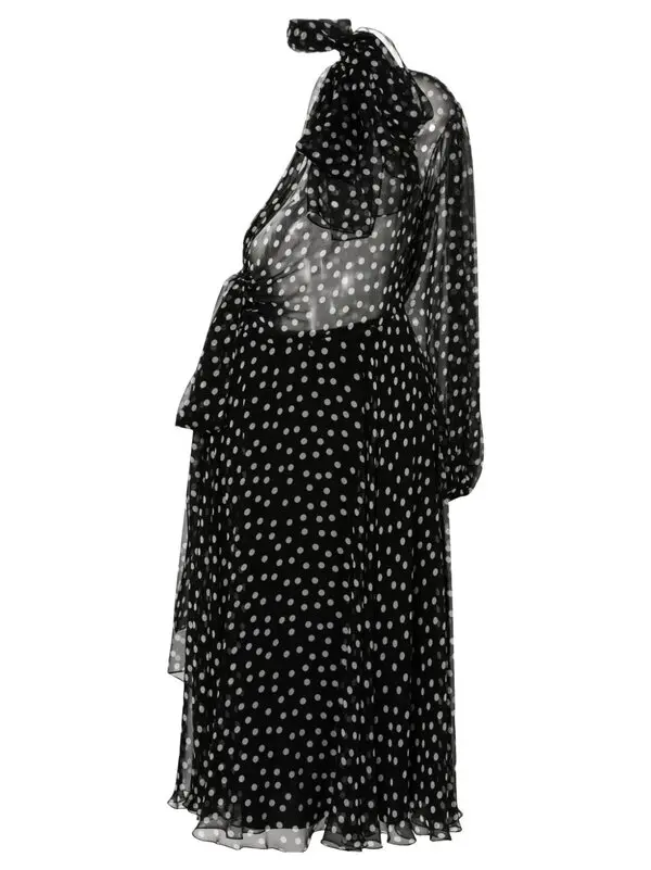 Dolce & Gabbana Dolce Gabbana Polka Dot Printed Semi-sheer Midi Dress - Black