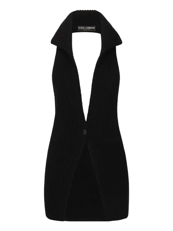 Dolce & Gabbana Fisherman's Rib-knit Wool Vest - Black