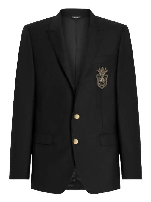 Dolce & Gabbana Dolce Gabbana Heraldic Patch Single-breasted Jacket - Black