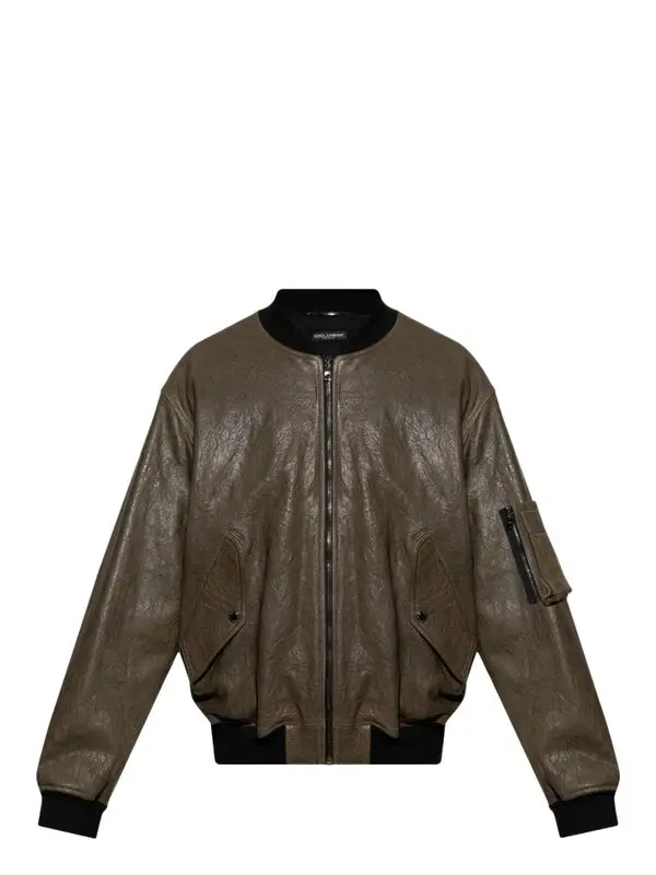 Dolce & Gabbana Dolce Gabbana Logo Patch Zipped Bomber Jacket - Green